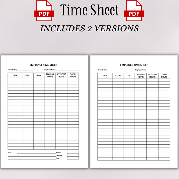 Employee Time Sheet (Standard) – Designs By Blue Star