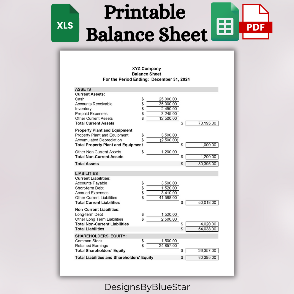 Editable Balance Sheet Template – Google Sheets, Excel & PDF Forma ...