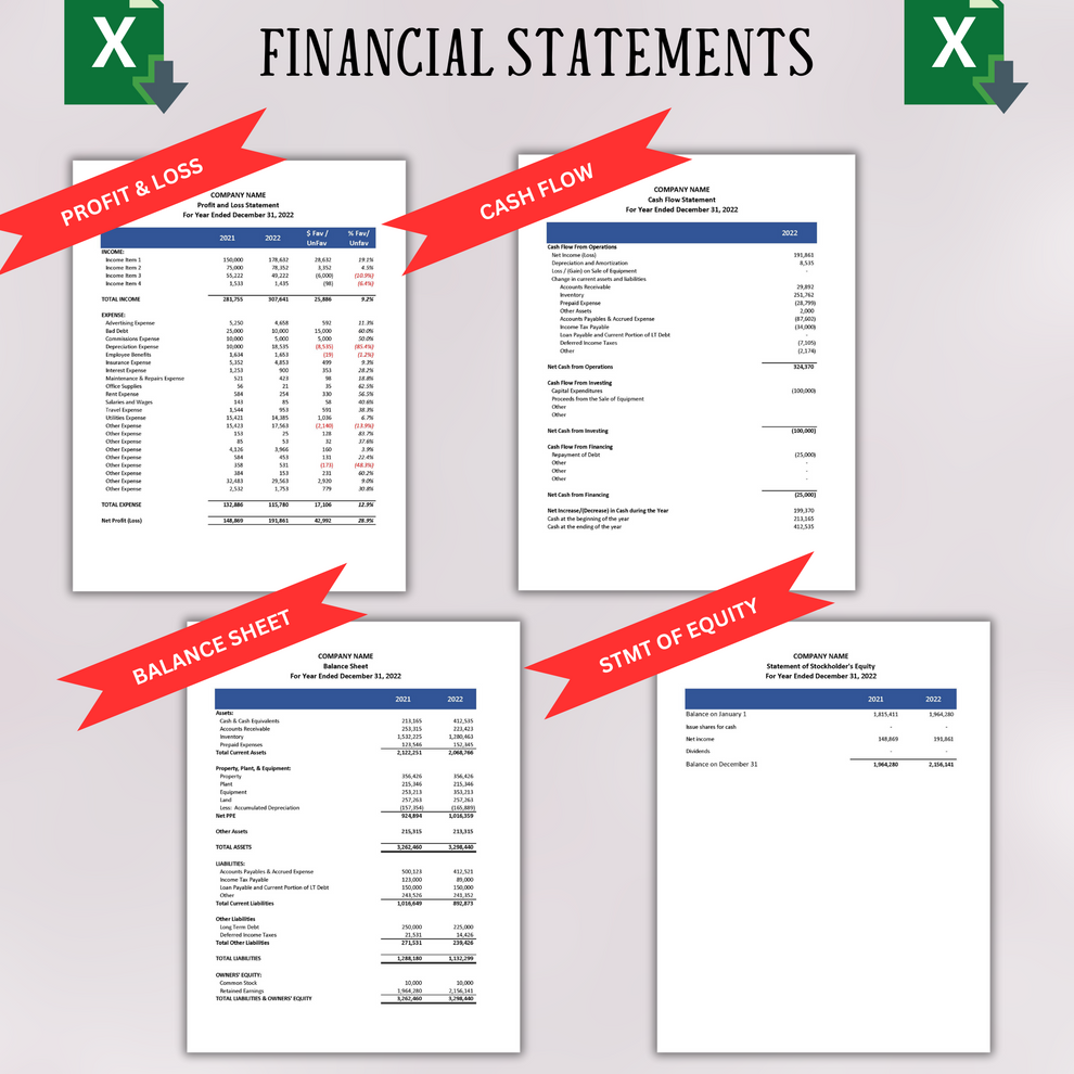 Financial Statement Template (Excel) – Designs By Blue Star