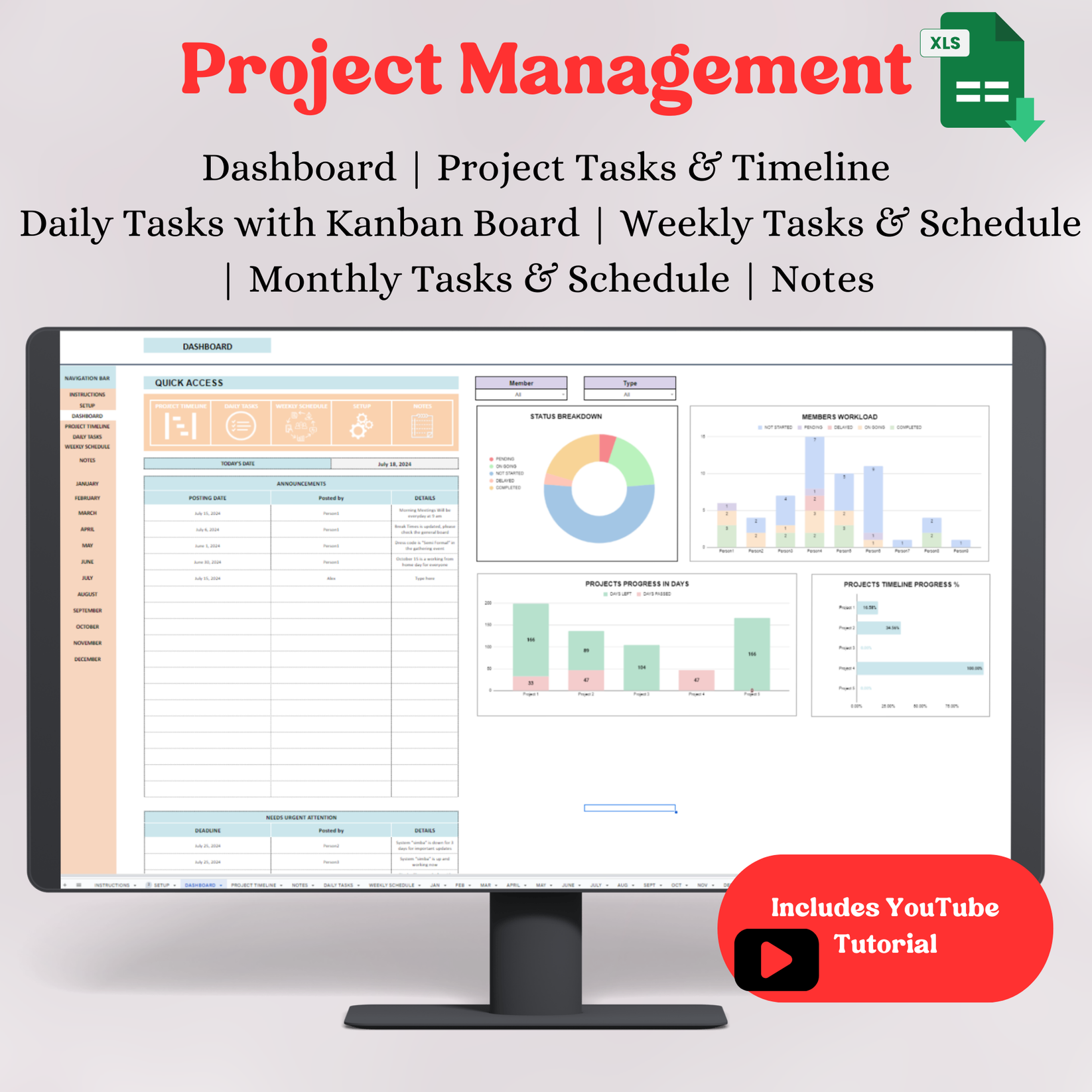 Project Management Spreadsheet (Google Sheets) – Designs By Blue Star