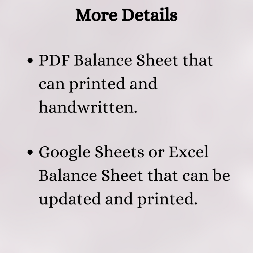 Editable Balance Sheet Template – Google Sheets, Excel & PDF Forma ...