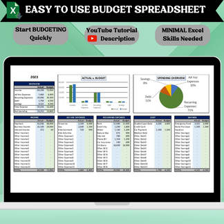 Easy To Use Budget Excel Spreadsheet (Blue) – Designs By Blue Star