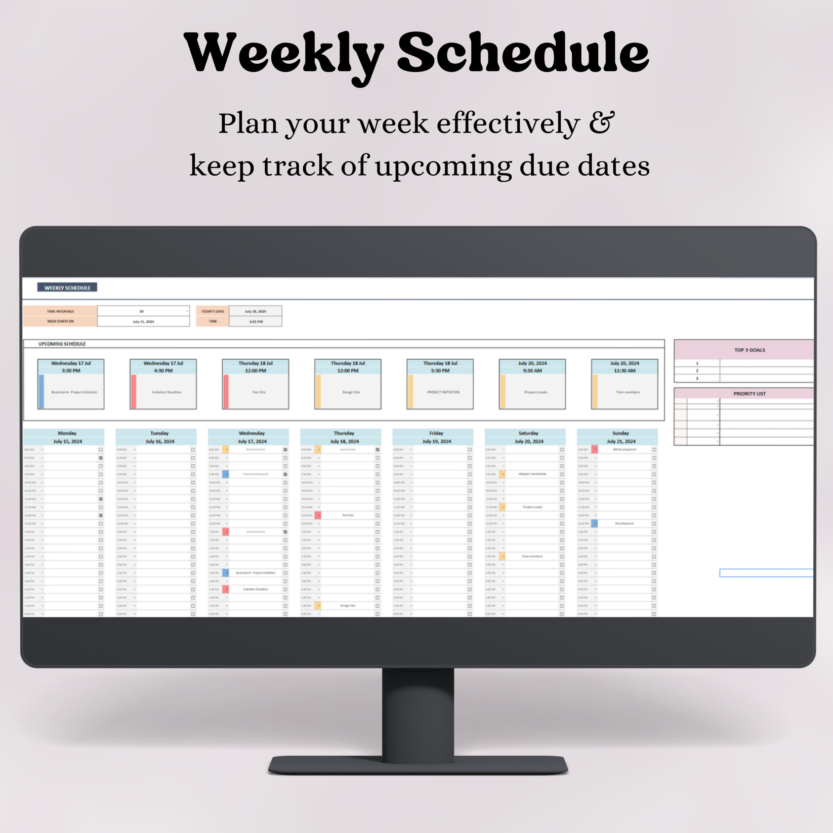 Project Management Spreadsheet (Google Sheets) – Designs By Blue Star