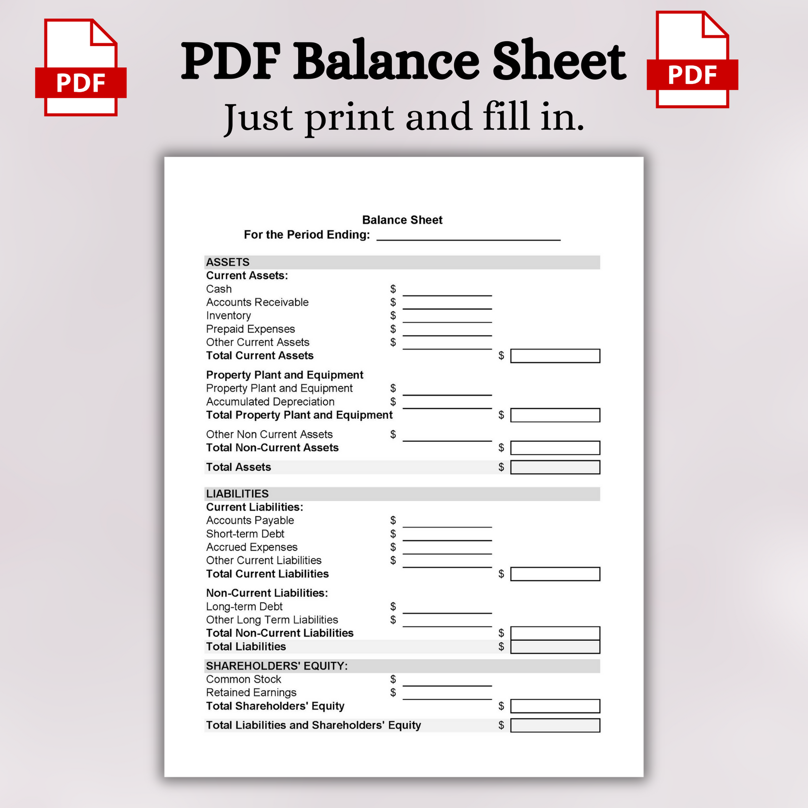 Editable Balance Sheet Template – Google Sheets, Excel & PDF Forma ...