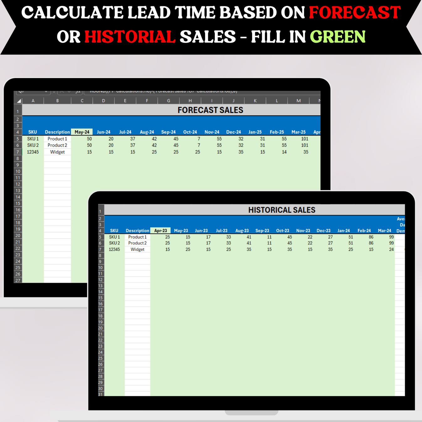 Inventory ReOrder based on Lead Time (Excel) – Designs By Blue Star