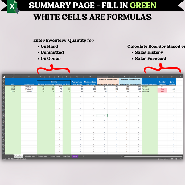 Inventory ReOrder based on Lead Time (Excel) – Designs By Blue Star