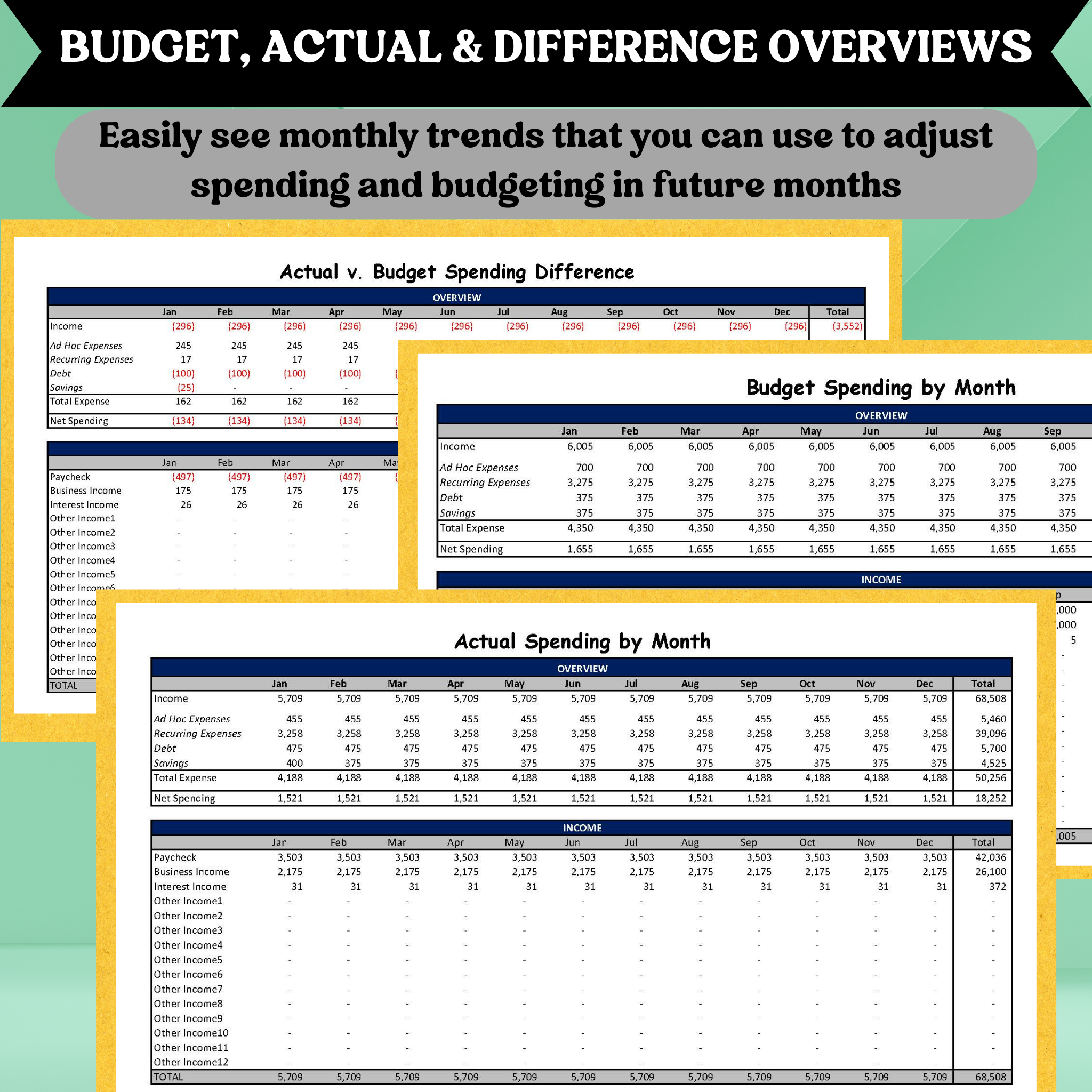 Easy To Use Budget Excel Spreadsheet (Blue) – Designs By Blue Star