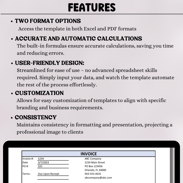 Invoice Template (Excel & PDF) – Designs By Blue Star