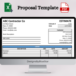 Estimate Template with Labor & Material Breakout (Excel) – Designs By ...