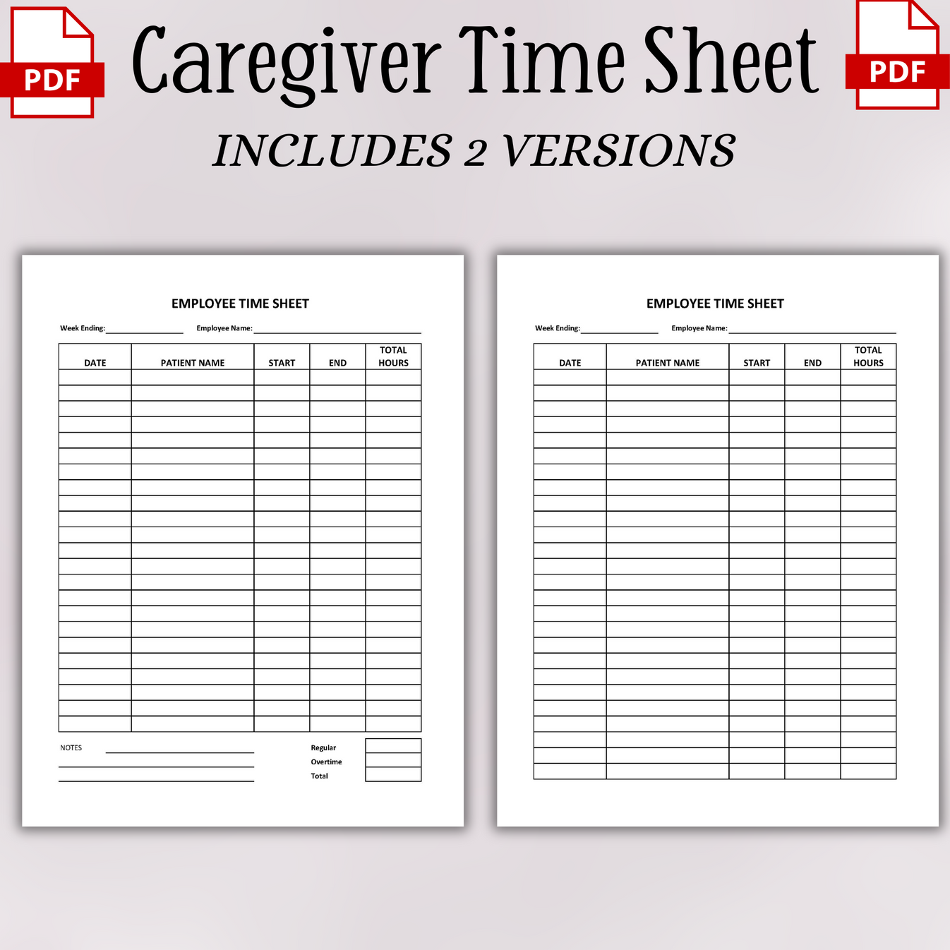 Employee Time Sheet (Caregiver Version) – Designs By Blue Star