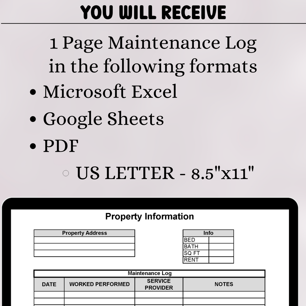 Rental Property Maintenance Log – Designs By Blue Star