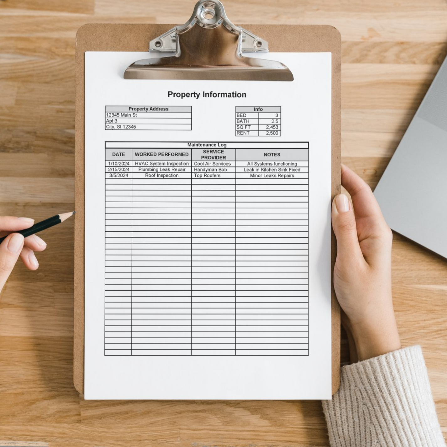 Rental Property Maintenance Log – Designs By Blue Star