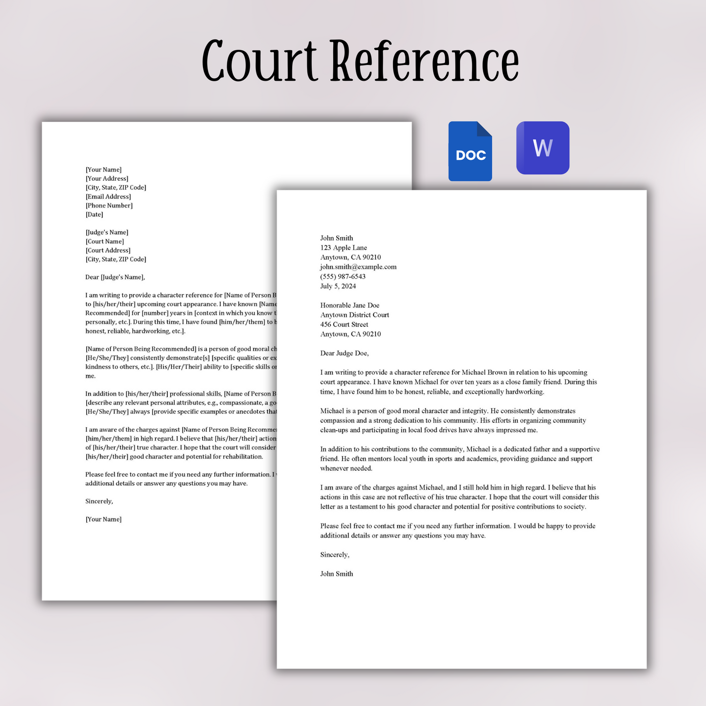 Court Reference (Word and Google Docs) – Designs By Blue Star
