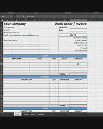 Invoice with Labor & Material Breakdown (Excel & PDF) – Designs By Blue ...