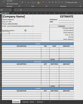 Estimate Template with Labor & Material Breakout (Excel) – Designs By ...